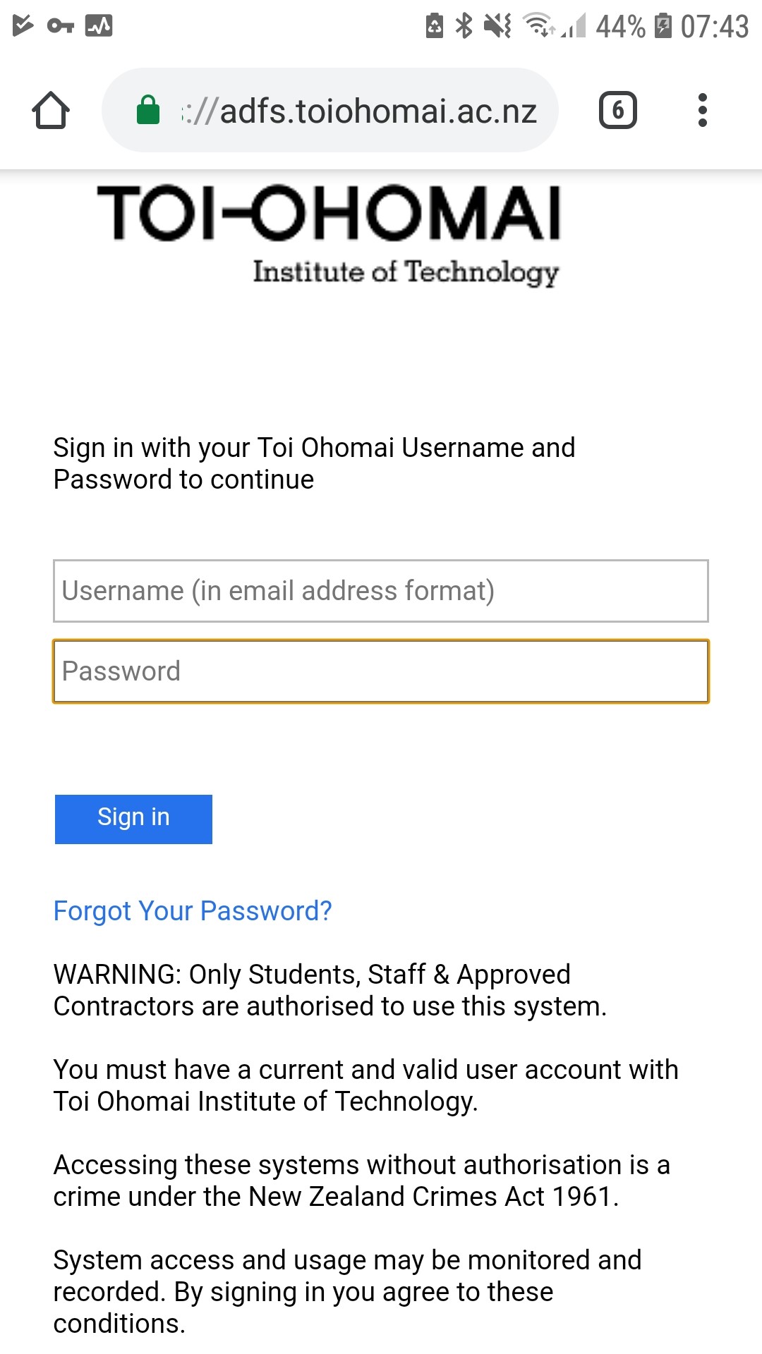 Managing your Login Account at Toi Ohomai | Toi Ohomai Institute of Technology